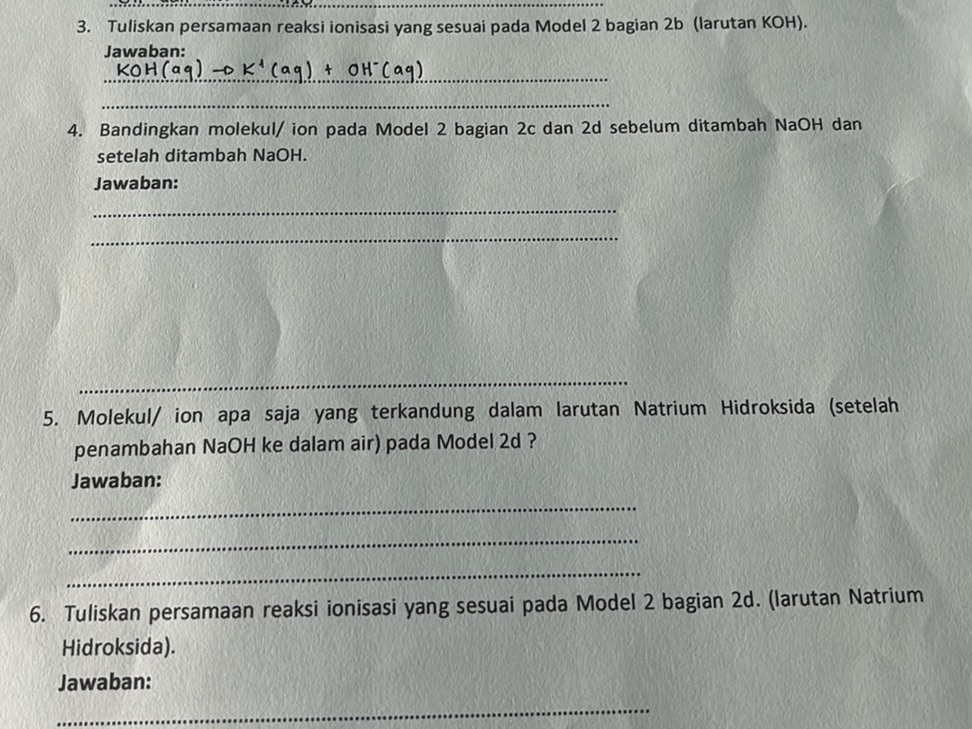 Tuliskan persamaan reaksi ionisasi yang