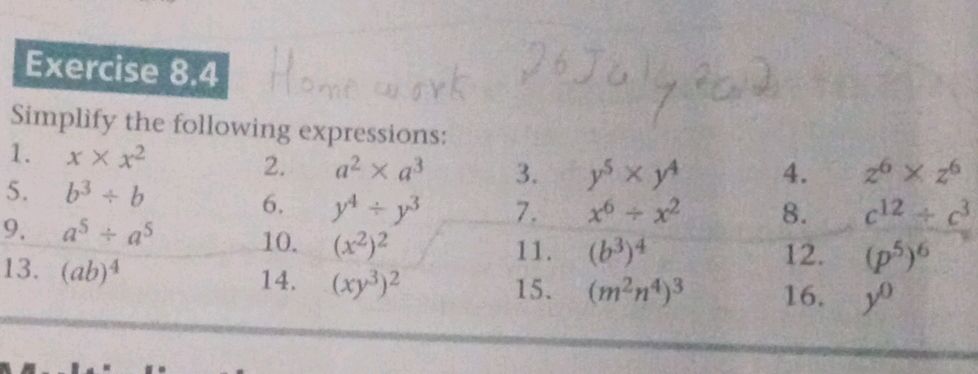 Simplify the following expressions: 1. $x