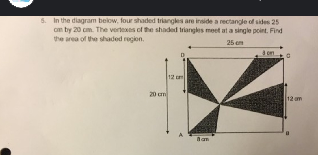 In the diagram below, four shaded triangles