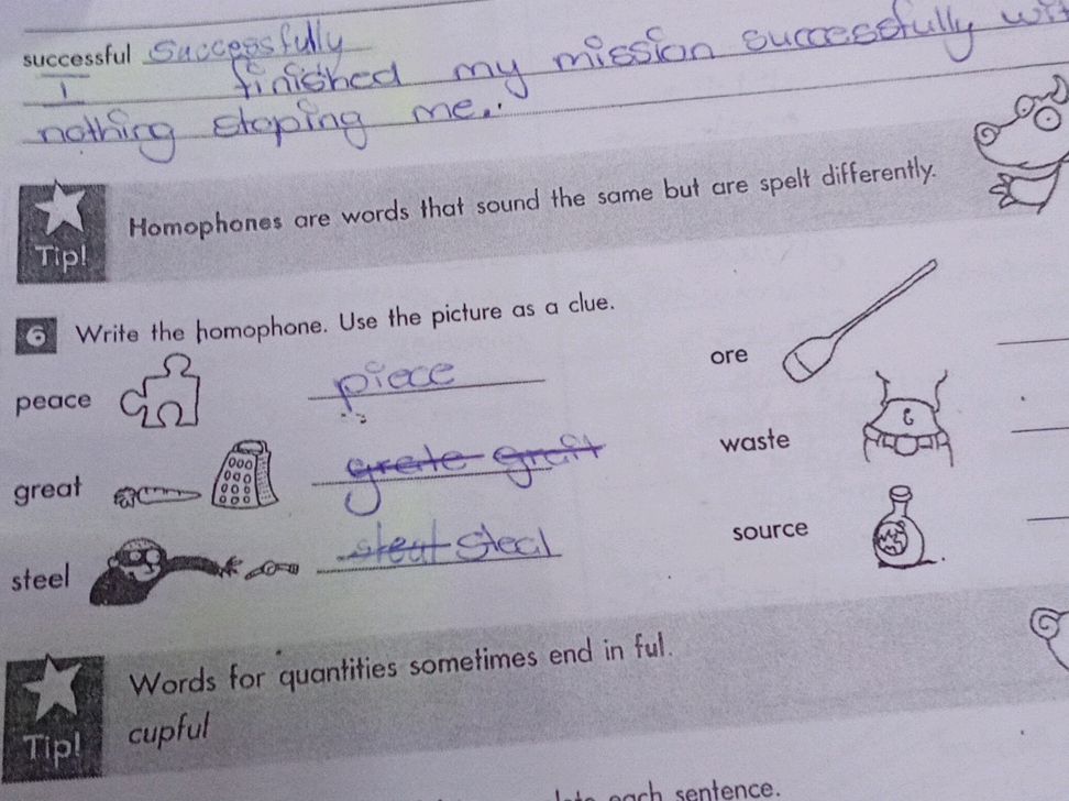 Write the homophone. Use the picture as a | StudyX