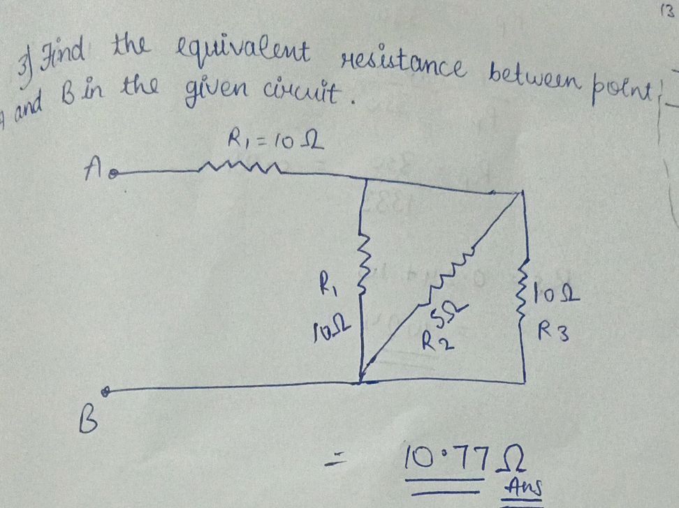 3) Find the equivalent resistance between