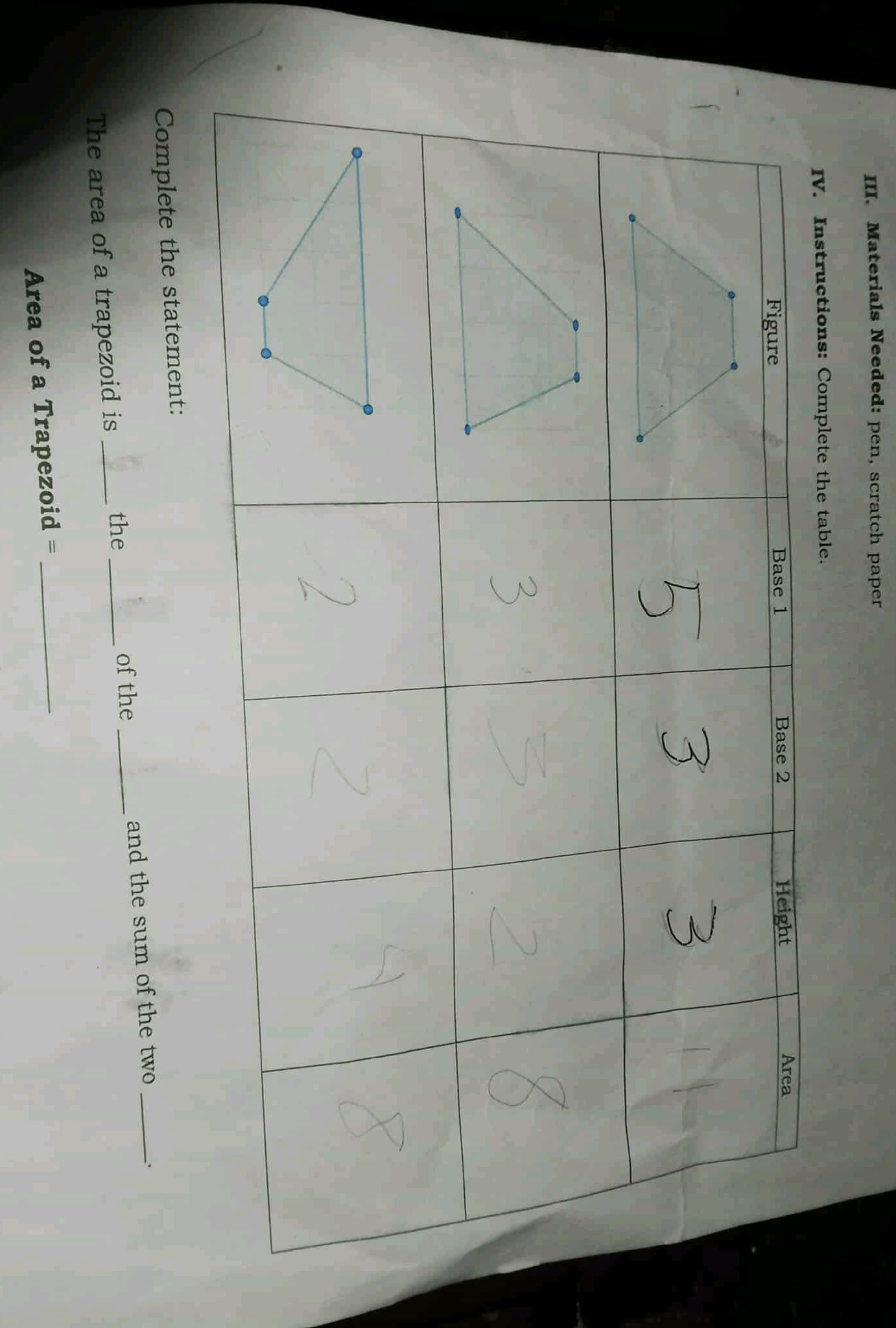 Complete the statement: The area of a | StudyX