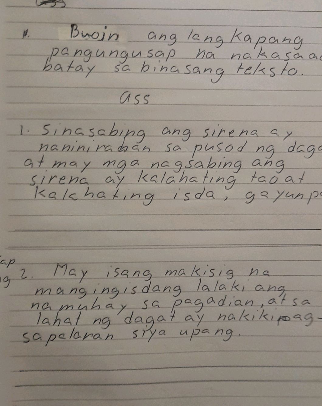 Buoin ang lang kapang pangungusap na