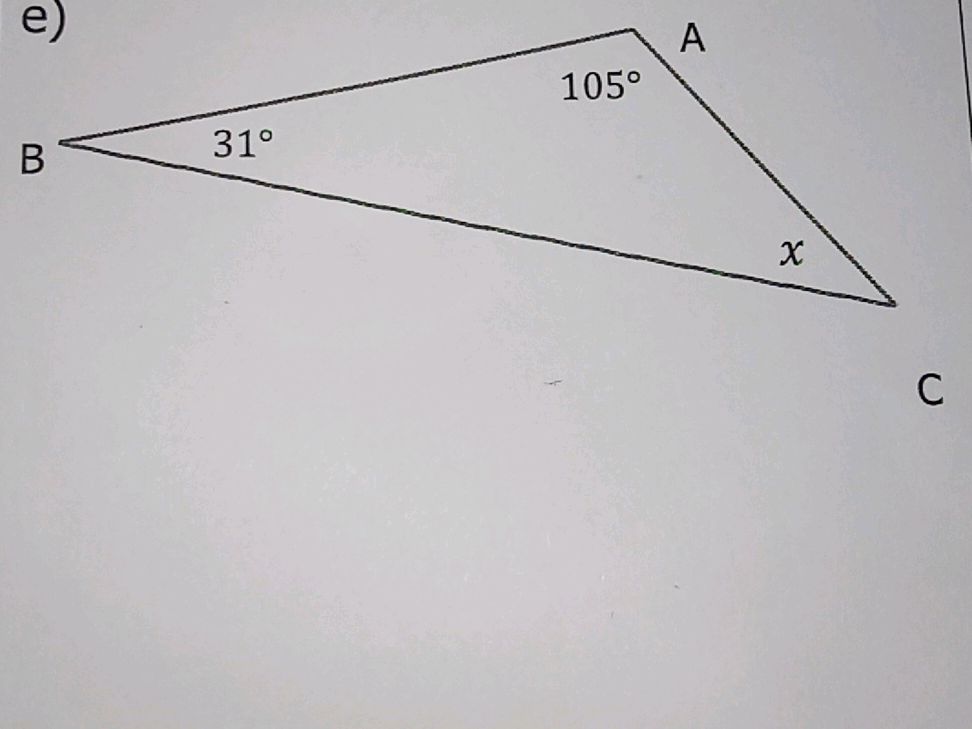 Find the value of $x$ in the given triangle. | StudyX