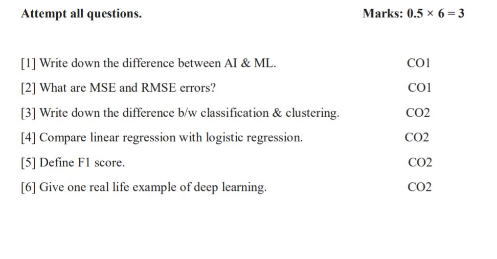 [1] Write down the difference between AI | StudyX