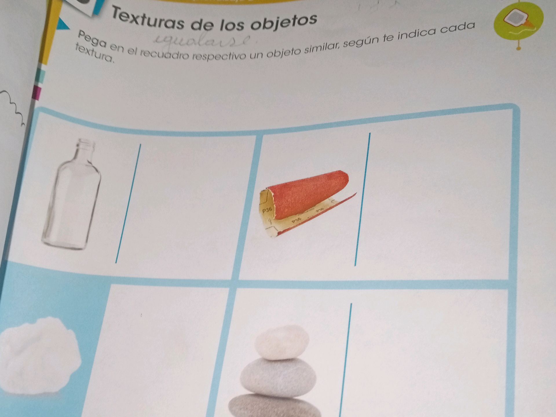 Texturas de los objetos Pega en el recuadro
