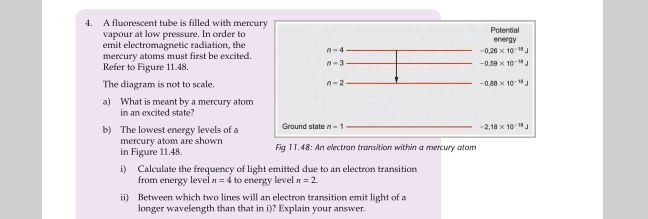 4. A fluorescent tube is filled with mercury | StudyX