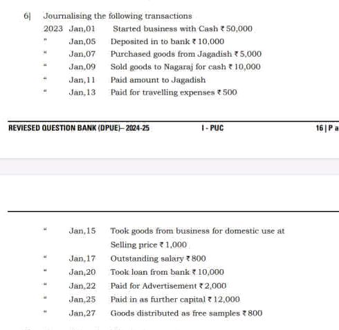 6) Journalising the following transactions | StudyX