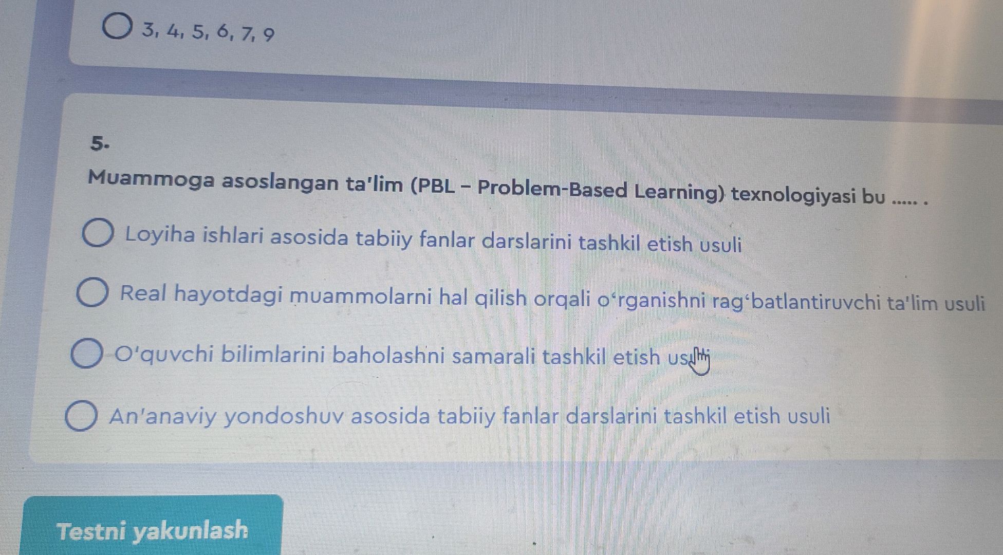 5. Muammoga asoslangan ta'lim (PBL - | StudyX