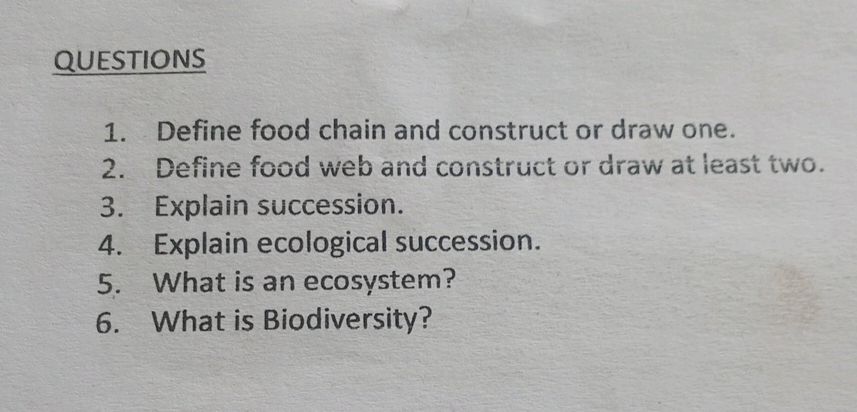 1. Define food chain and construct or draw | StudyX