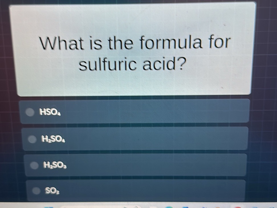 What is the formula for sulfuric acid? | StudyX