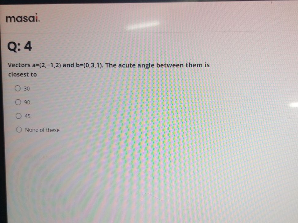 Vectors a=(2,-1,2) and b=(0,3,1). The acute