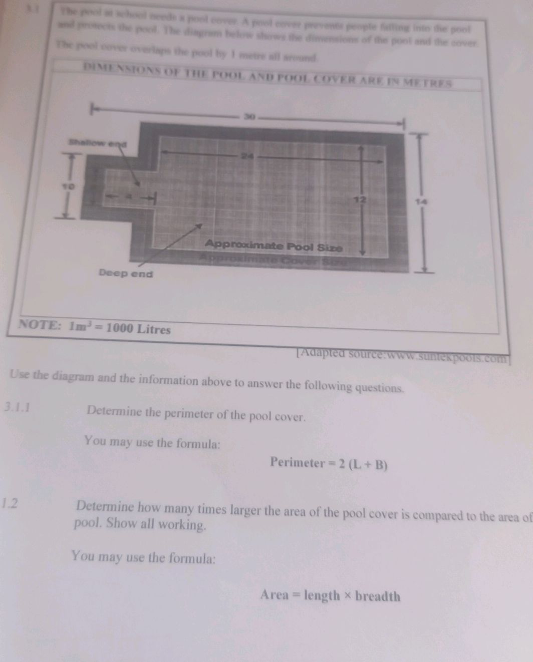 3.1.1 Determine the perimeter of the pool