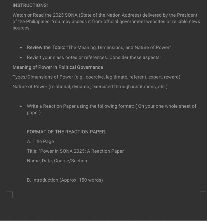 INSTRUCTIONS: Watch or Read the 2025 SONA
