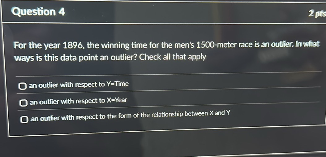 For the year 1896, the winning time for the | StudyX