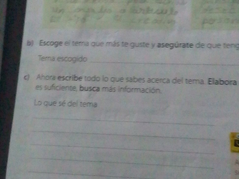 b) Escoge el tema que más te guste y