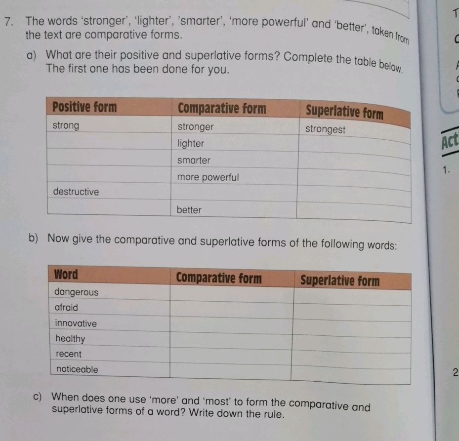 a) What are their positive and superlative | StudyX