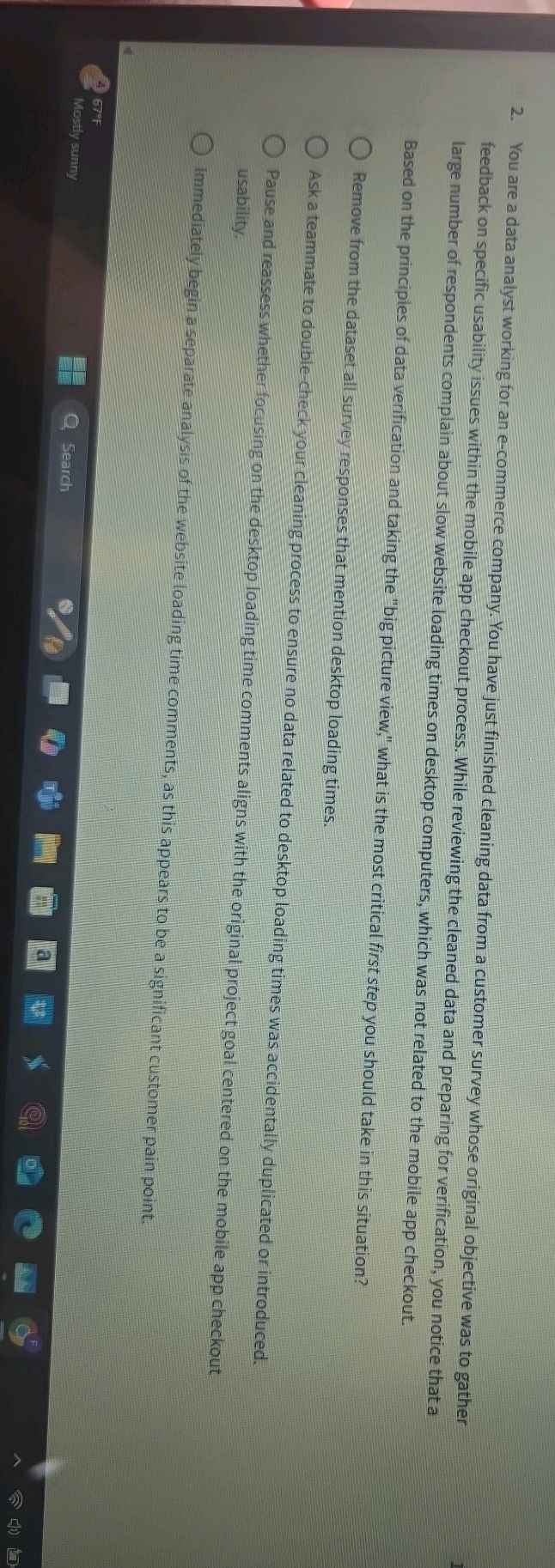 2. You are a data analyst working for an | StudyX