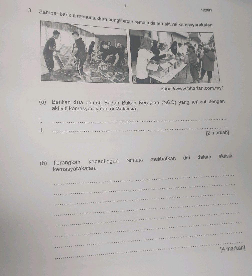 (a) Berikan dua contoh Badan Bukan Kerajaan | StudyX