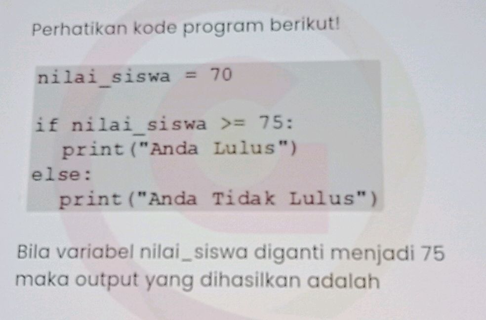 Perhatikan kode program berikut! | StudyX