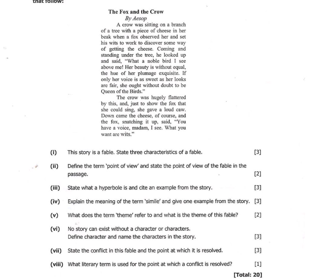 The Fox and the Crow By Aesop A crow was