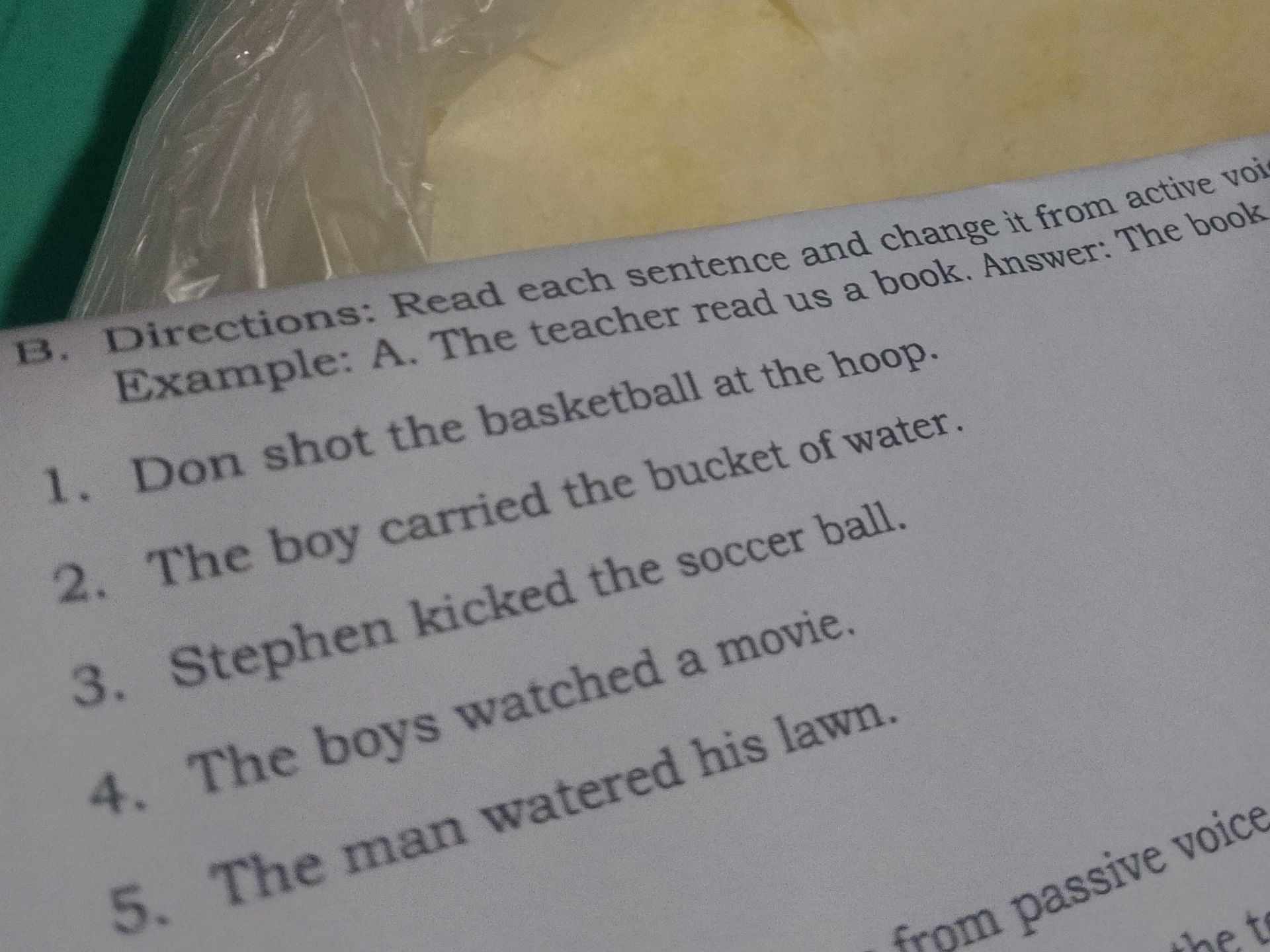 B. Directions: Read each sentence and change | StudyX