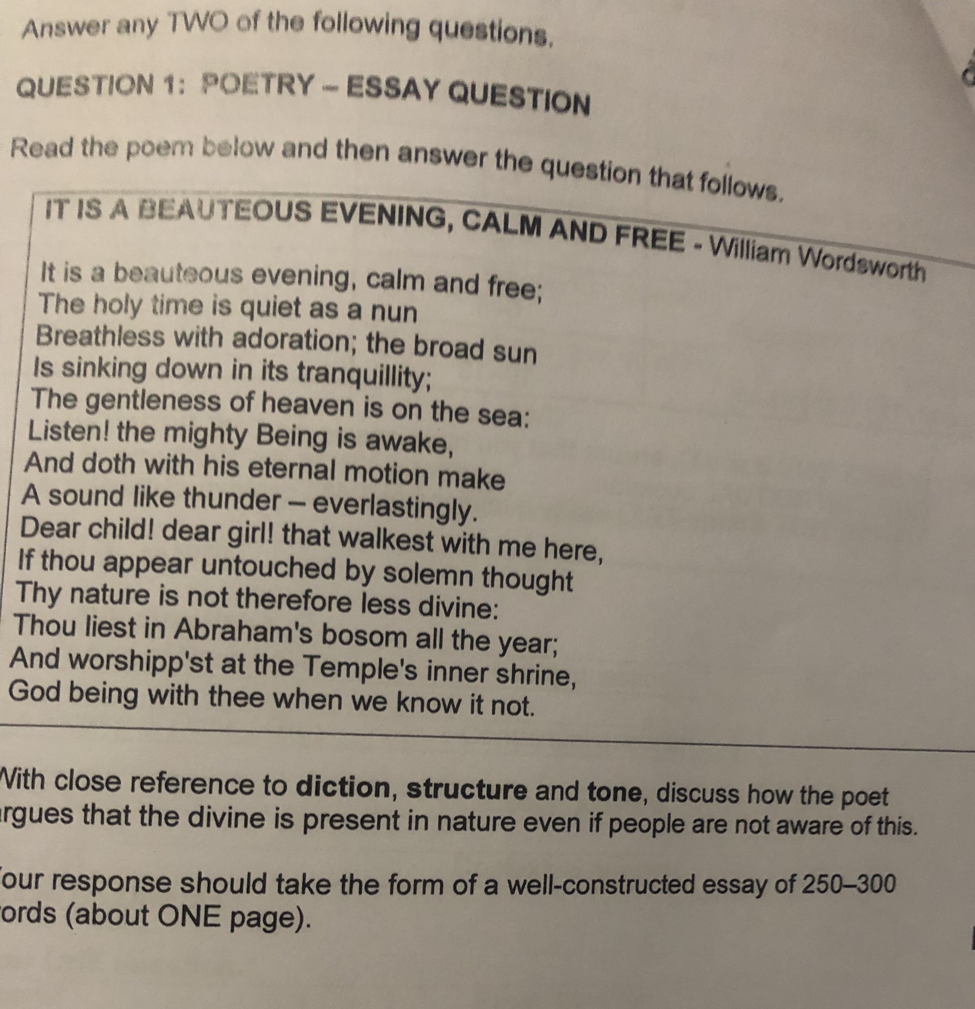 Answer any TWO of the following questions. | StudyX