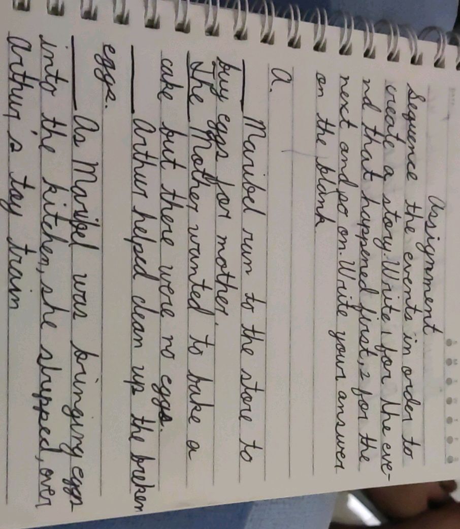 Assignment Sequence the events in order to | StudyX