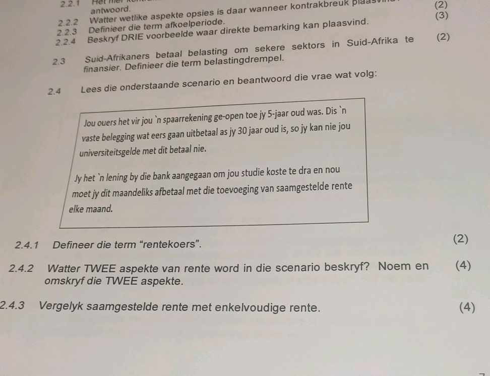 2.4 Lees die onderstaande scenario en | StudyX