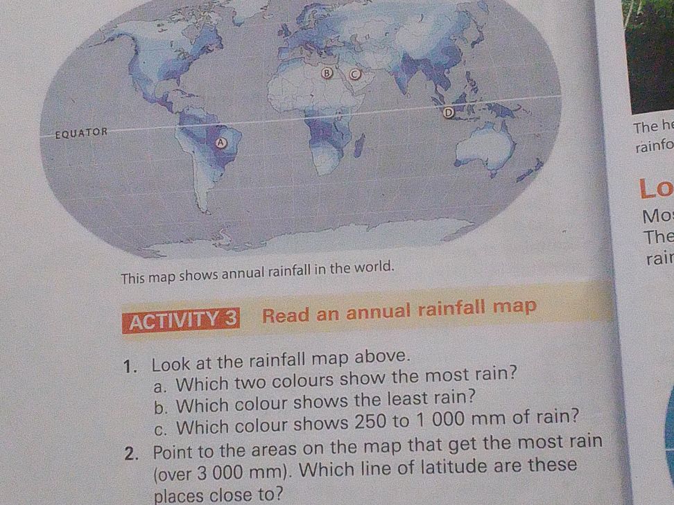 Look at the rainfall map above. a. Which two