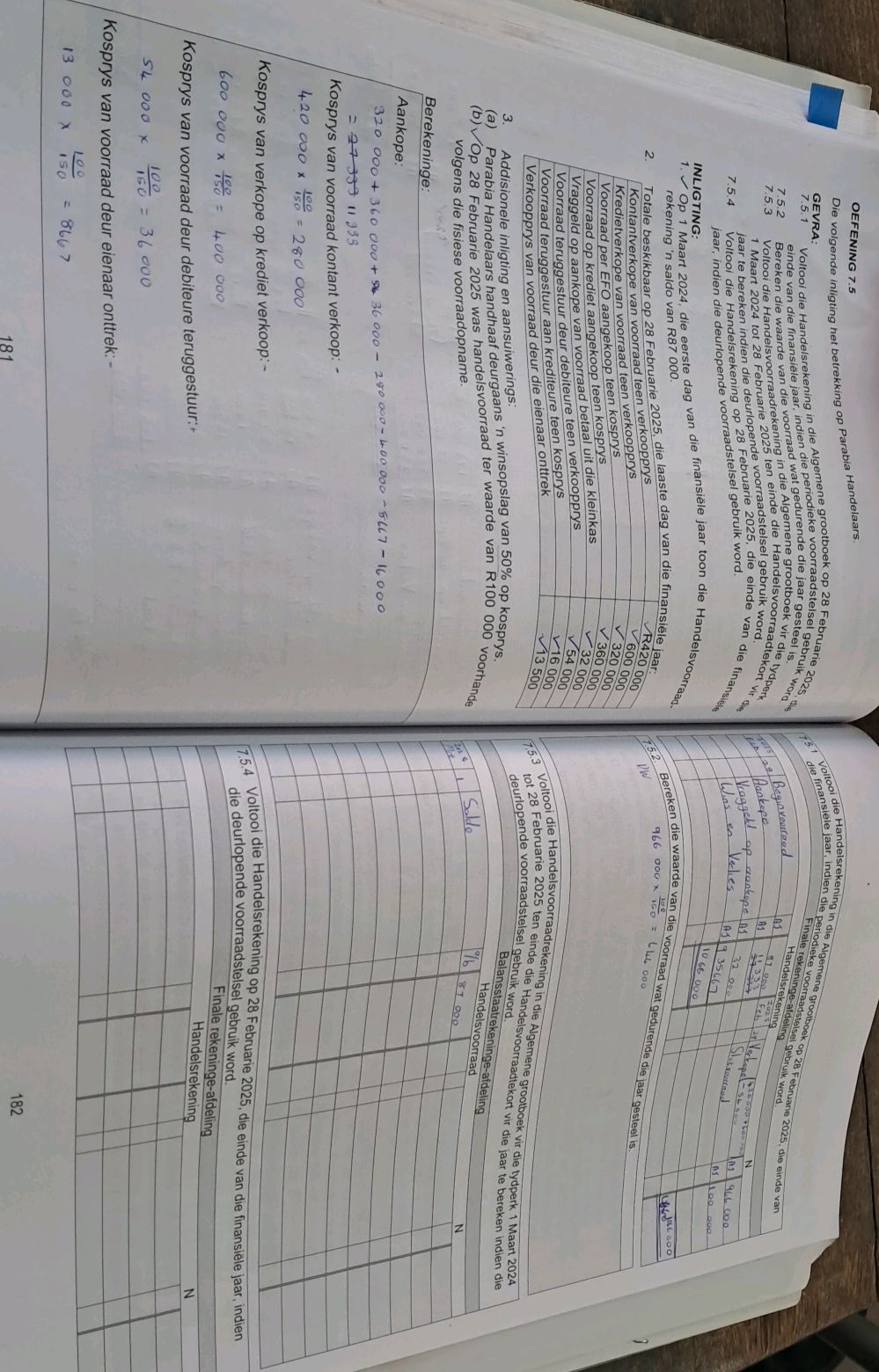 OEFENING 7.5 Die volgende inligting het | StudyX