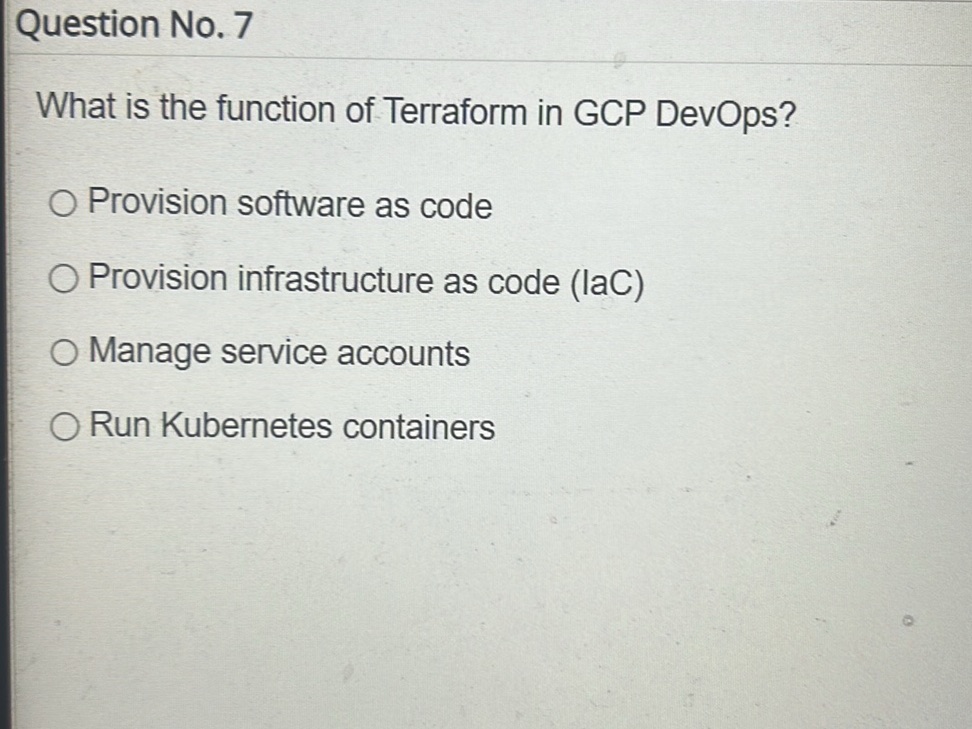 What is the function of Terraform in GCP | StudyX
