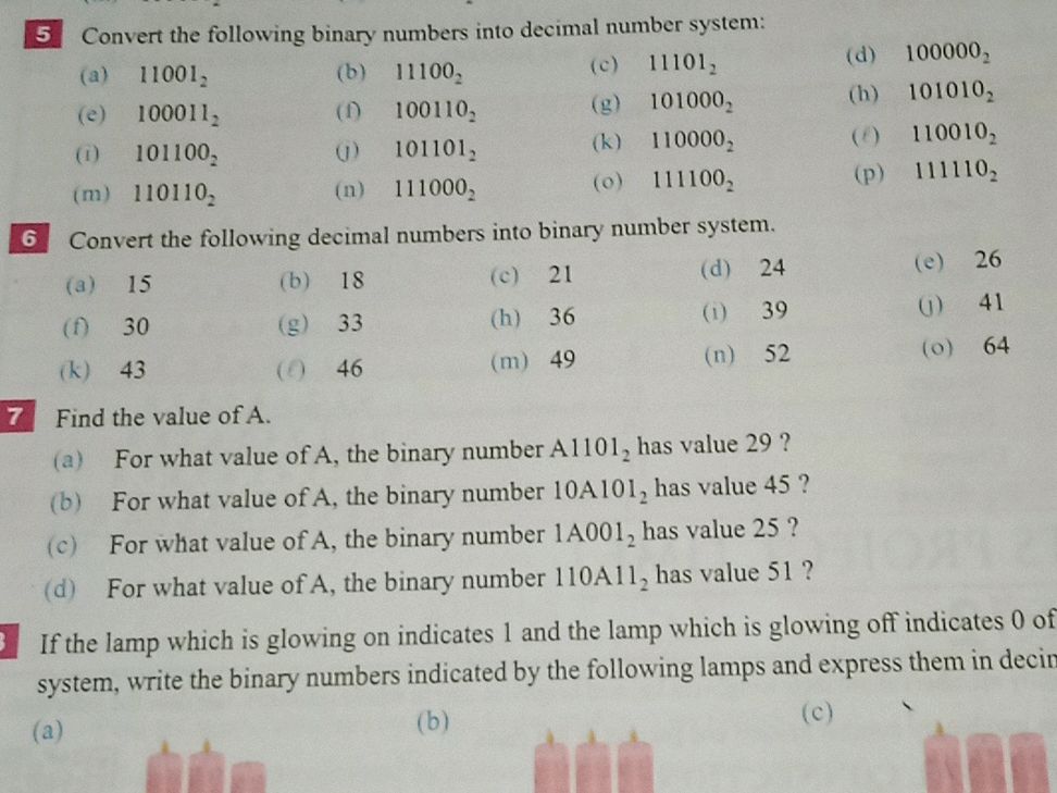 5. Convert the following binary numbers into | StudyX