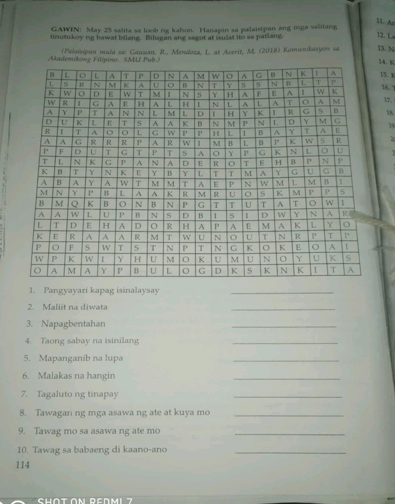 GAWIN: May 25 salita sa loob ng kahon. | StudyX