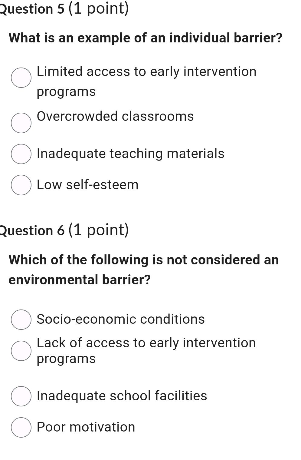 Question 5 (1 point) What is an example of