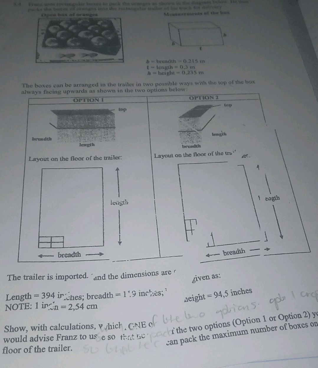 5.4 Franz uses rectangular boxes to pack the | StudyX