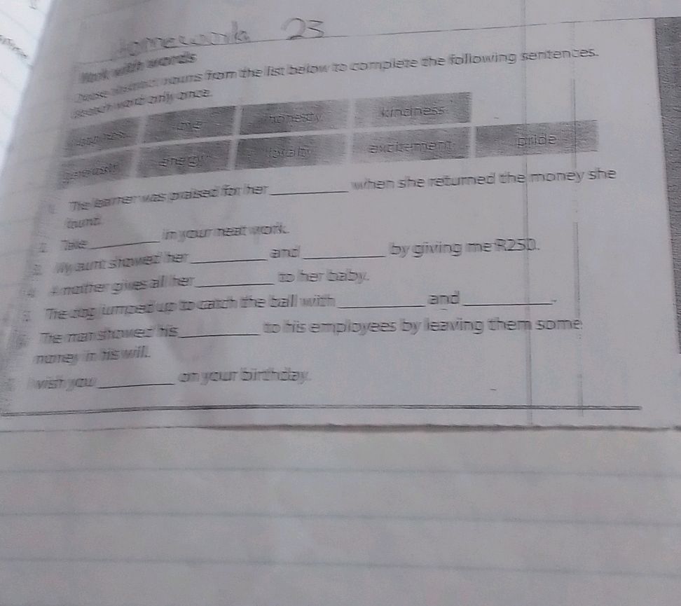 Work with words Choose nouns from the list | StudyX