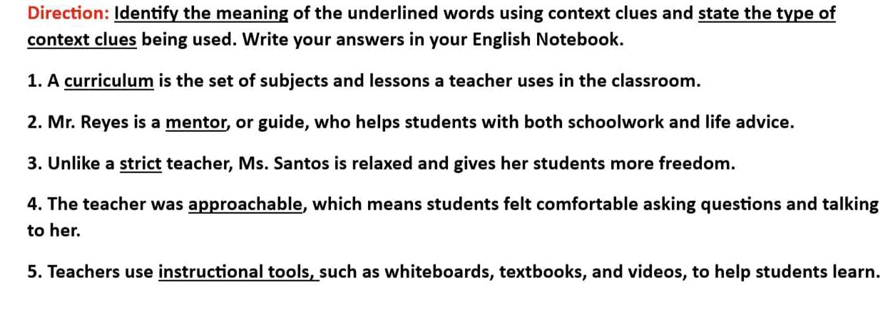 Direction: Identify the meaning of the | StudyX