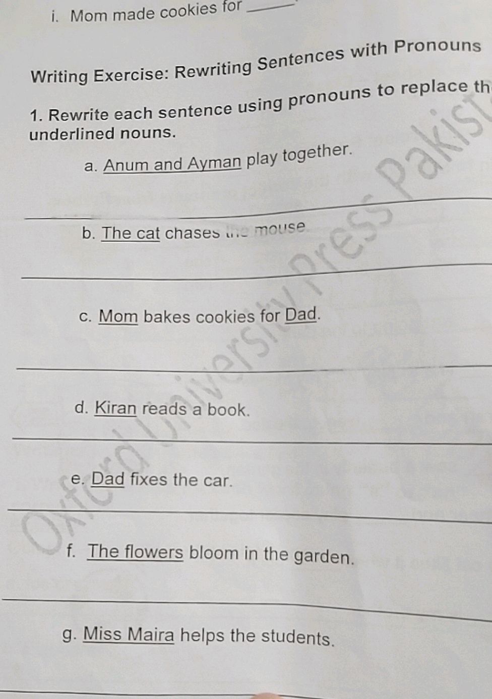 Writing Exercise: Rewriting Sentences with | StudyX