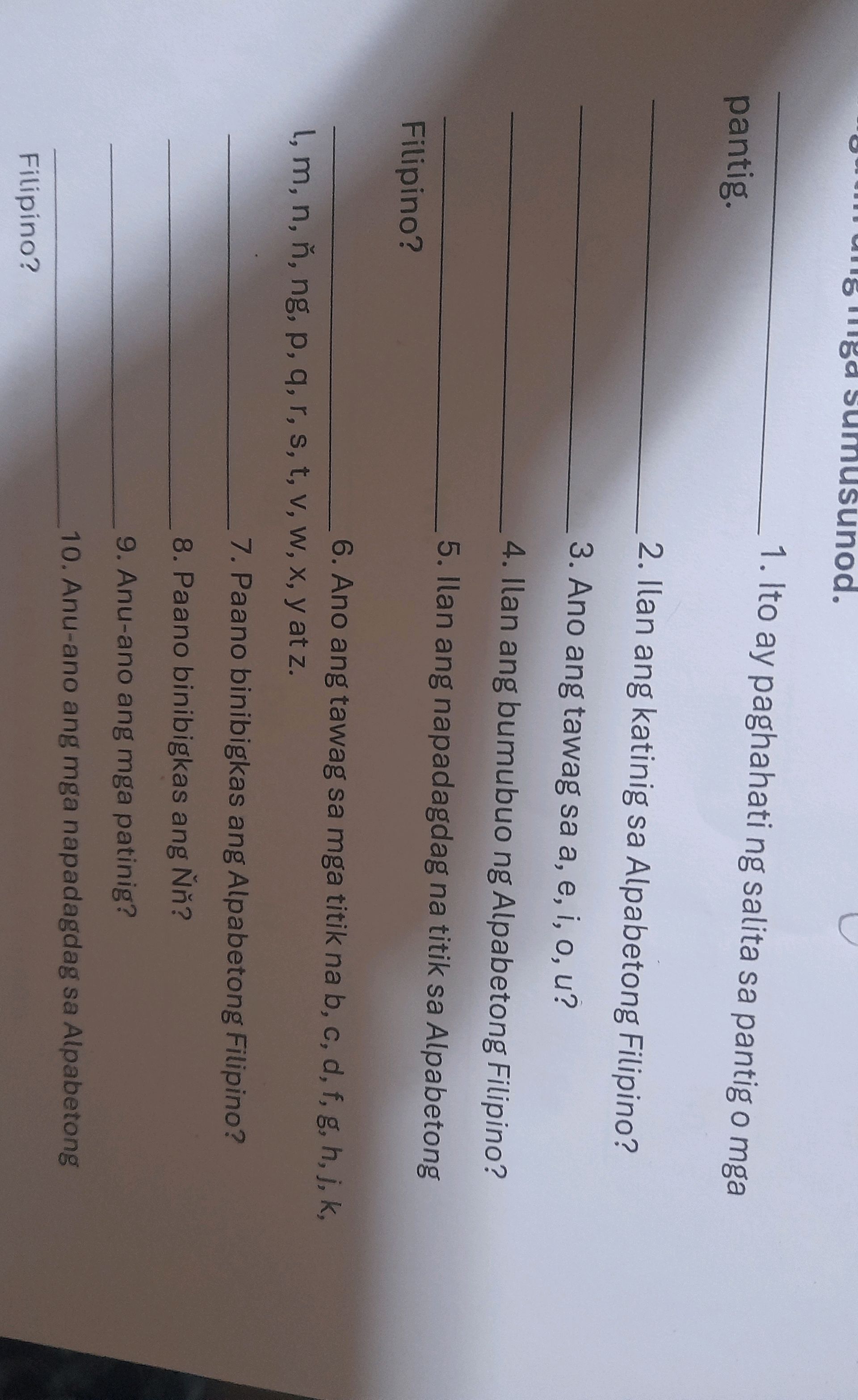 1. Ito ay paghahati ng salita sa pantig o | StudyX