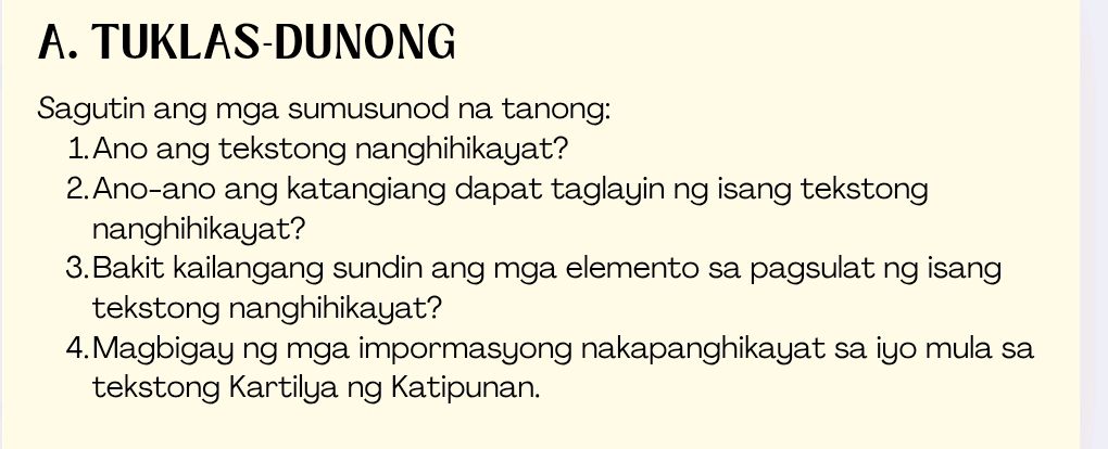 Sagutin ang mga sumusunod na tanong: 1. Ano | StudyX