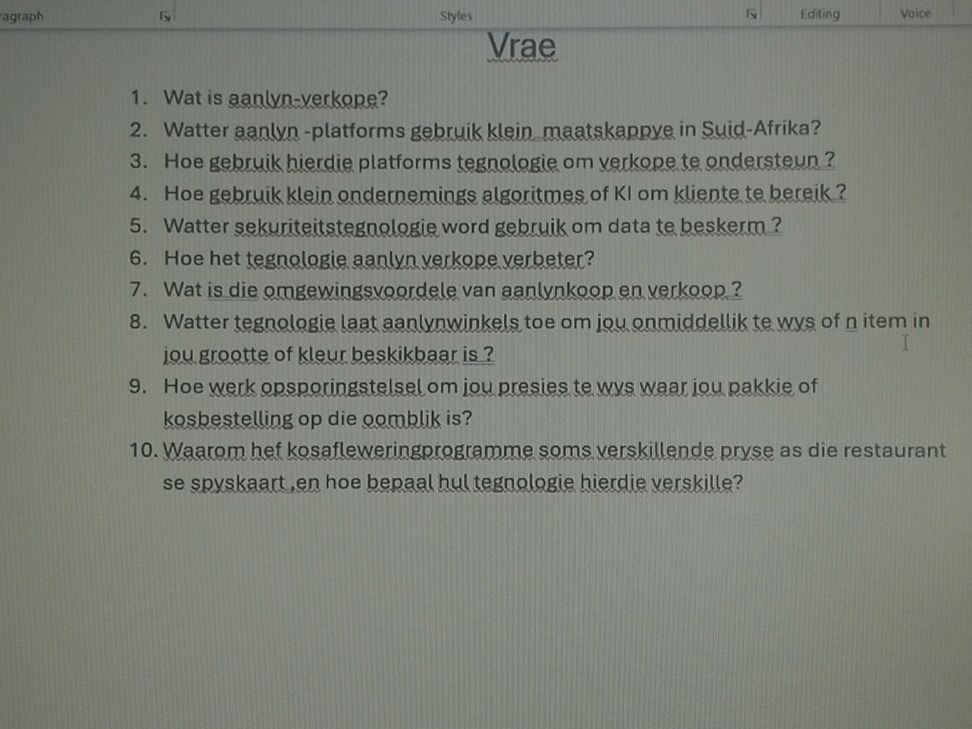 1. Wat is aanlyn-verkope? 2. Watter | StudyX
