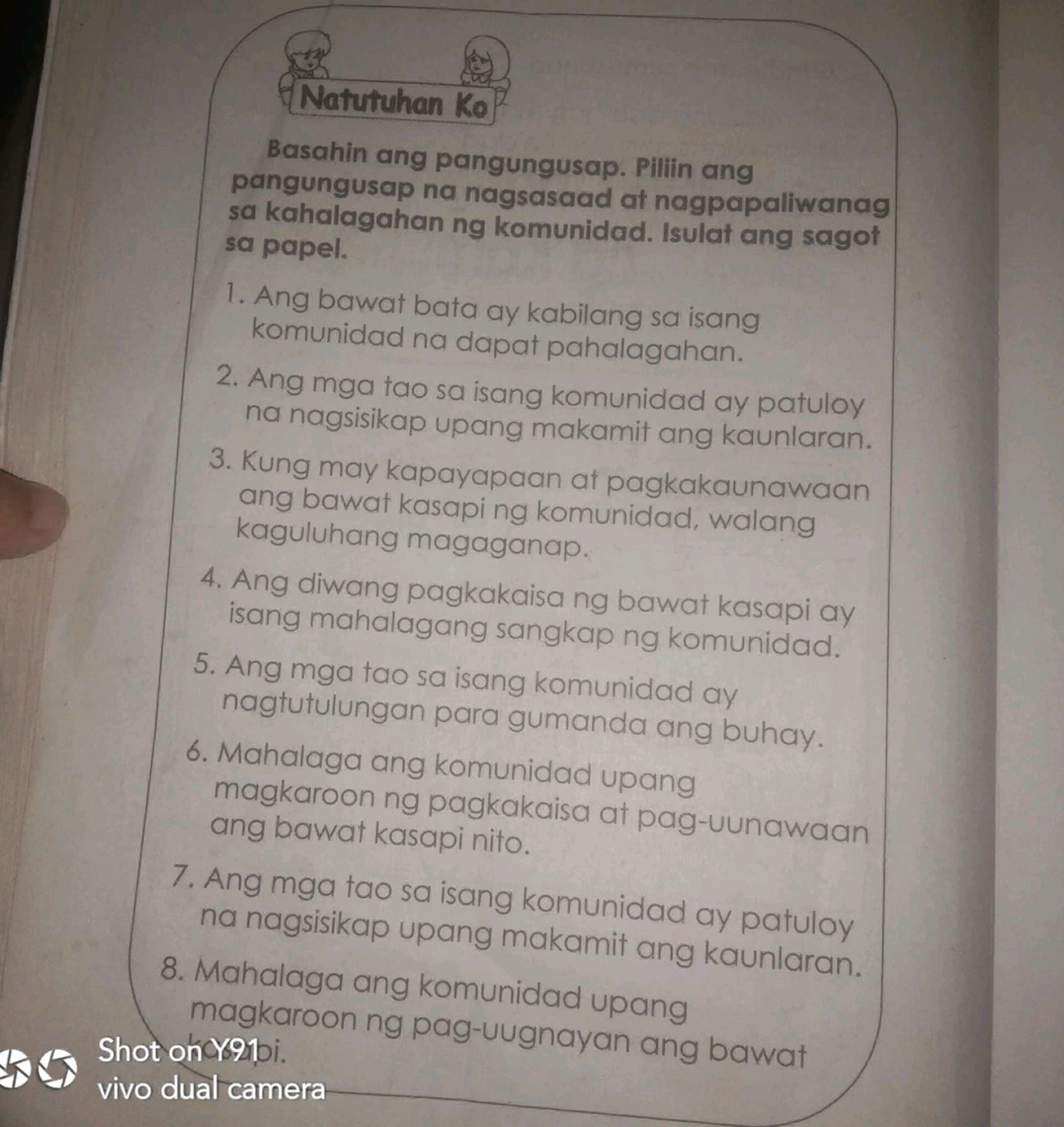 Basahin ang pangungusap. Piliin ang | StudyX