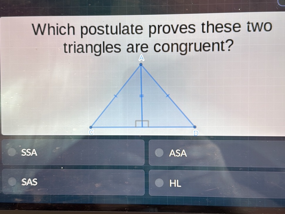 Which postulate proves these two triangles | StudyX