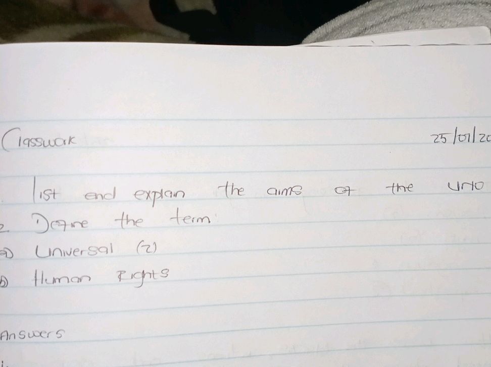 1. List and explain the aims of the UNO 2. | StudyX