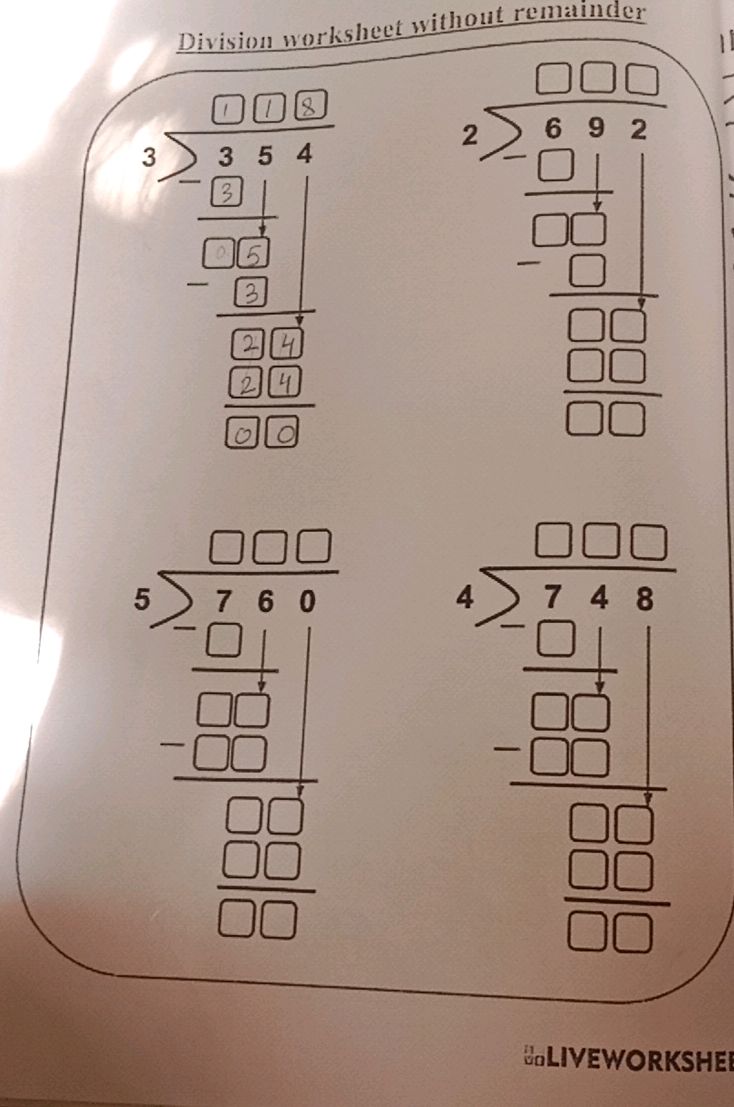 Division worksheet without remainder 3 | | StudyX