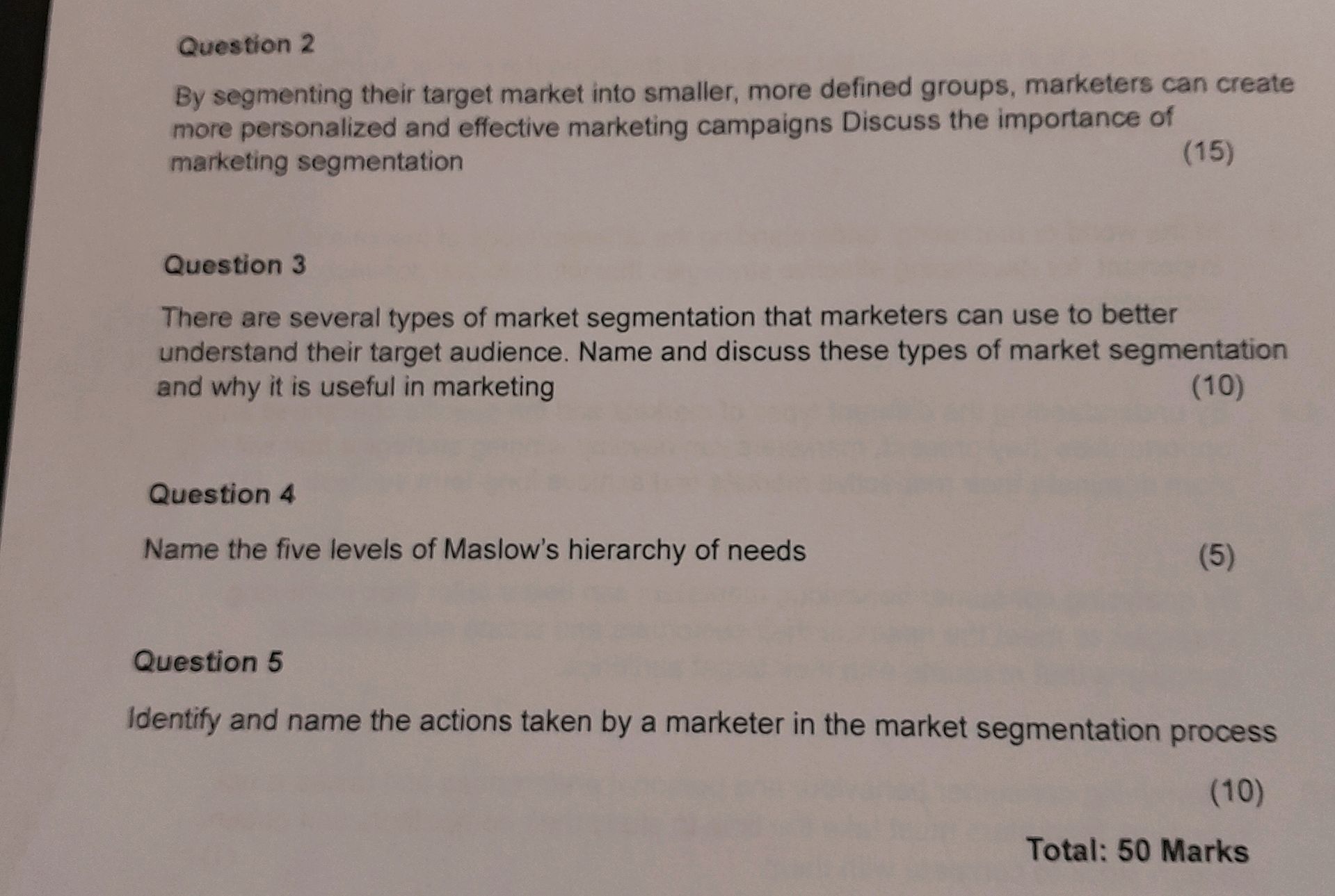 Question 2 By segmenting their target market | StudyX