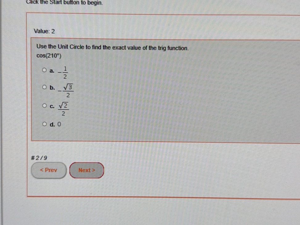 Use the Unit Circle to find the exact value