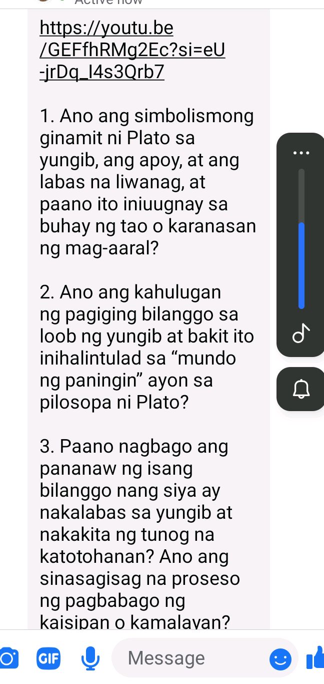 1. Ano ang simbolismong ginamit ni Plato sa | StudyX