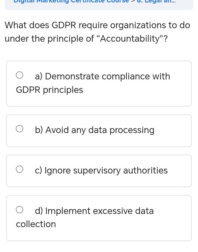 What does GDPR require organizations to do | StudyX